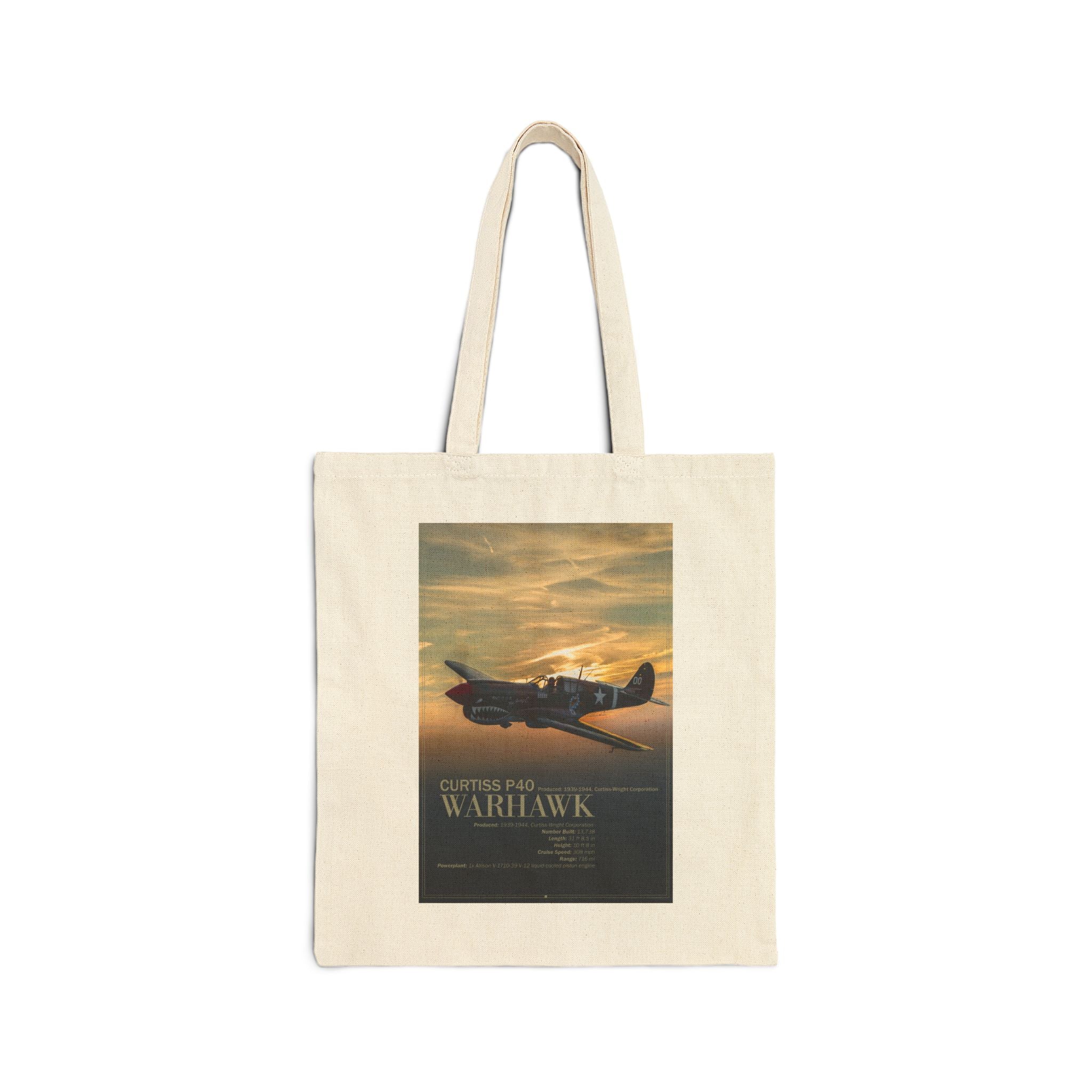 P-40 Warhawk Vintage Plane Cotton Canvas Tote Bag – Cloud 9 Giveaways
